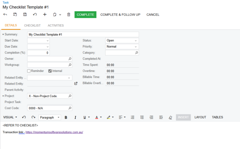 MYOB Acumatica Checklists Add-on | Momentum Software Solutions